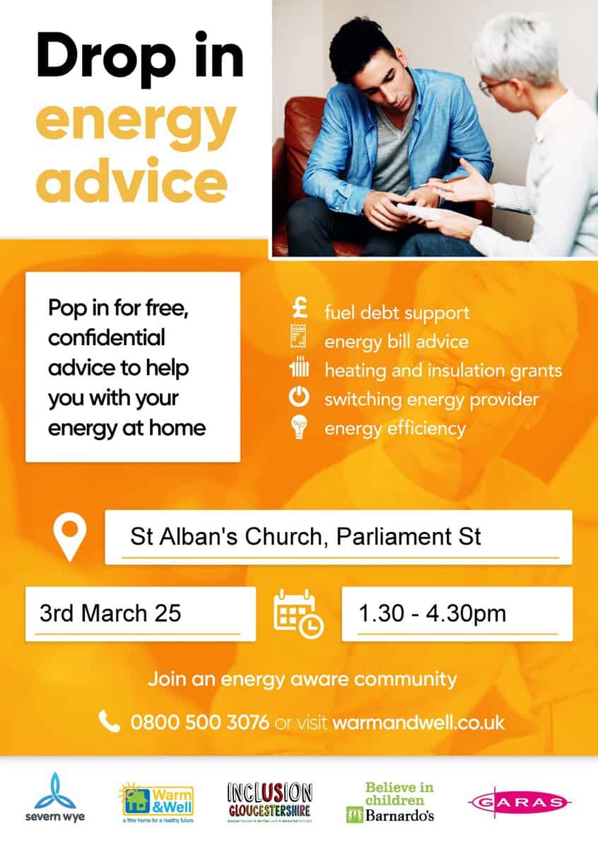 Drop In Energy Advice Workshop. Monday 3rd March, St Alban's Church ...